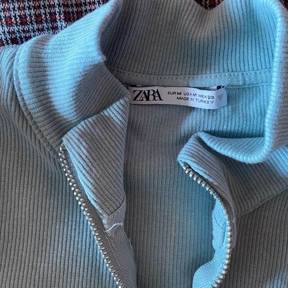 Zara | Sweaters | Zara Baby Blue Half Zip Sweater With Collar | Poshmark